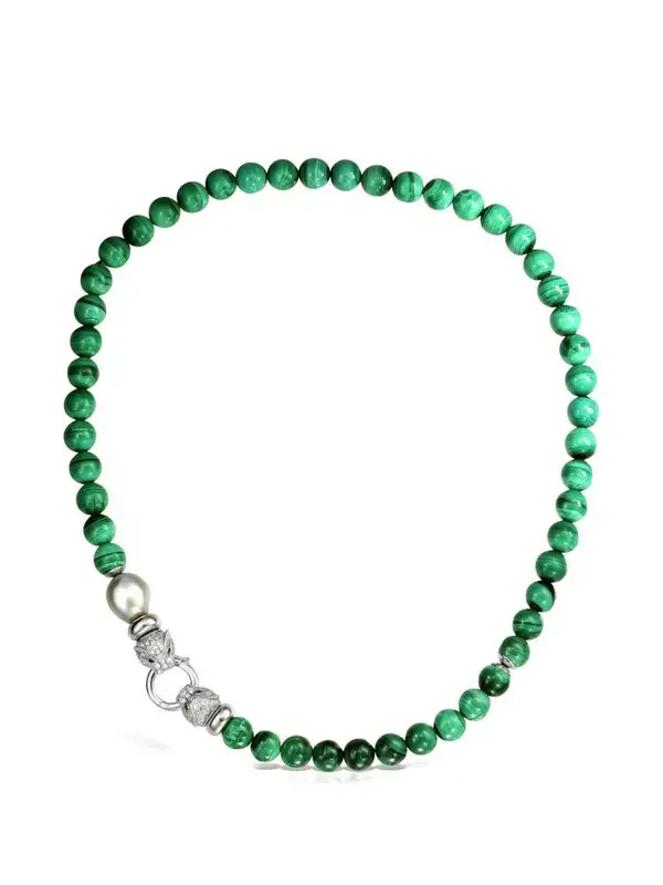 OBSIDIAN Malachite And Pearl Necklace - Green