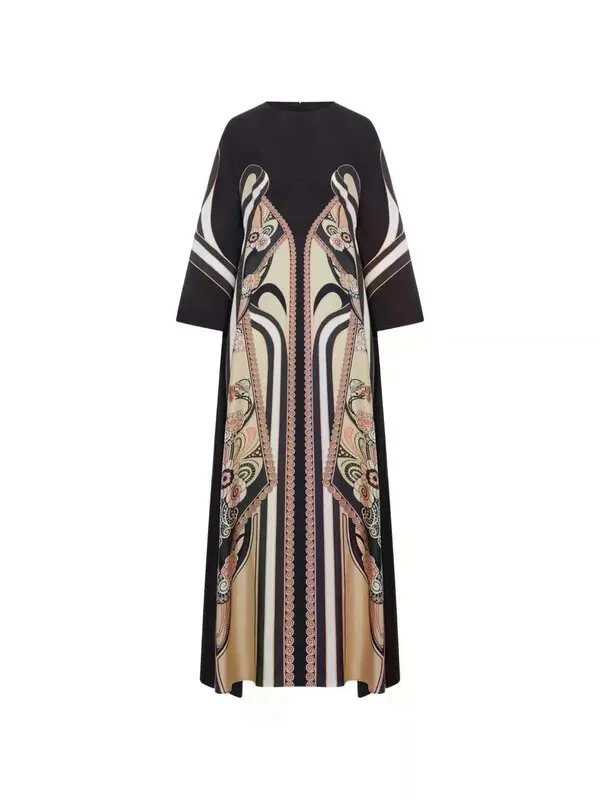 La DoubleJ Crew-neck Printed Silk Dress