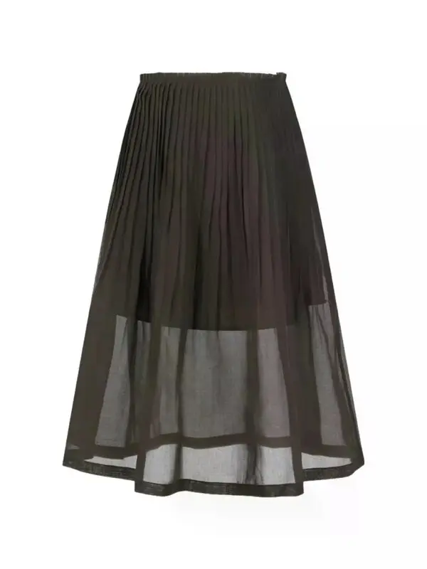 AMOMENTO Pleated Midi Skirt - Brown
