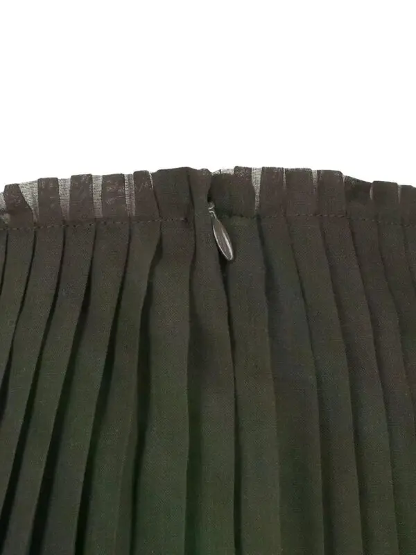 AMOMENTO Pleated Midi Skirt - Brown