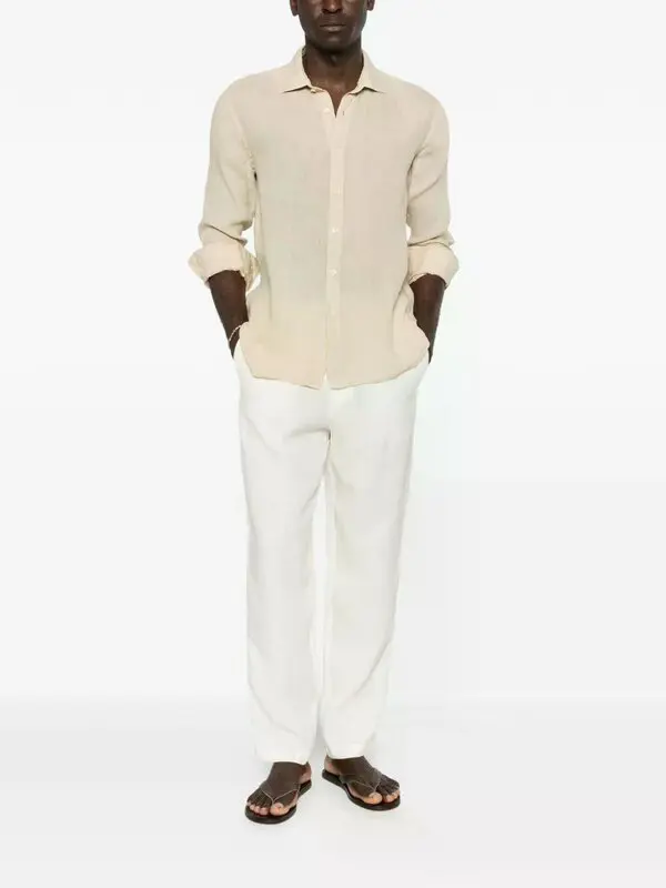 120% Lino Buttoned Long-sleeve Shirt - Neutrals