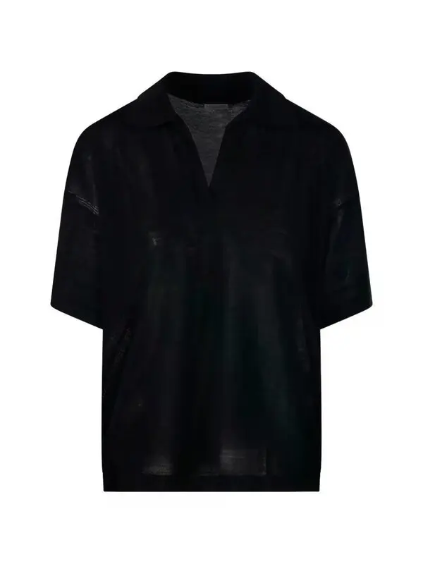 ROBERTO COLLINA Collared V-neck T-shirt - Black