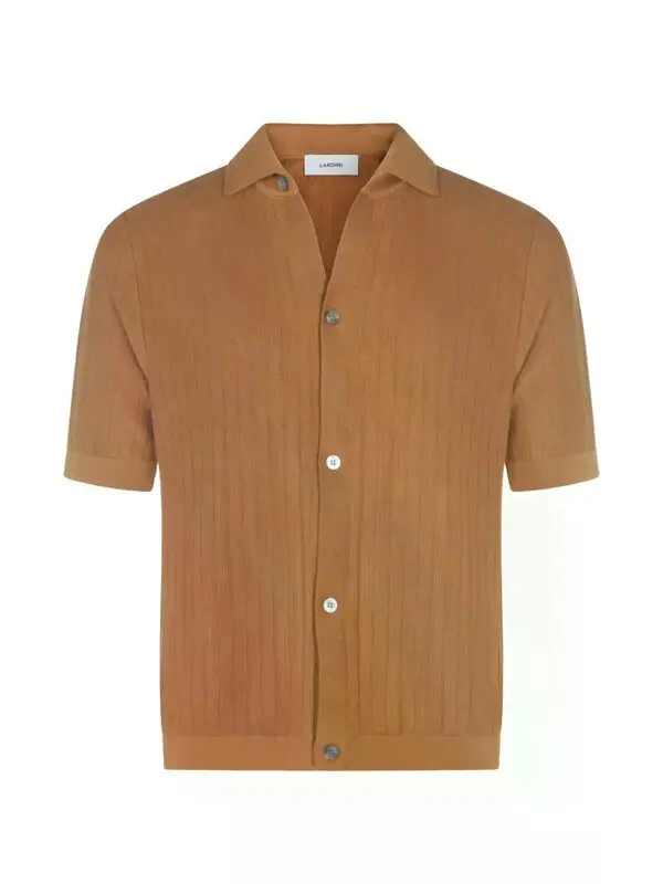 LARDINI Ribbed Buttoned Shirt - Brown