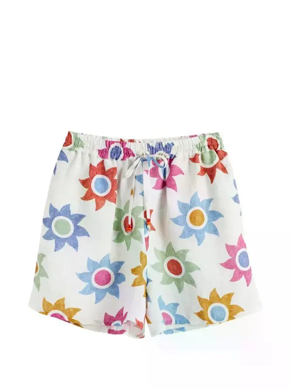 Chinti & Parker Printed Elasticated-waistband Shorts - White