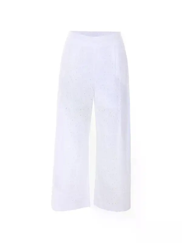 TWINSET Floral-embroidered Wide-leg Trousers - White