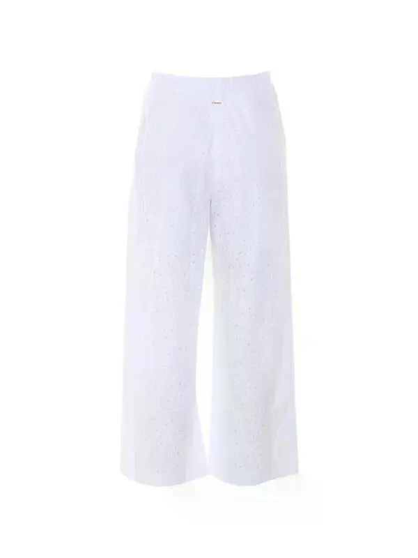 TWINSET Floral-embroidered Wide-leg Trousers - White