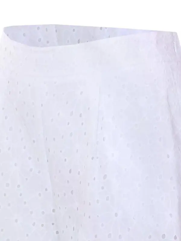 TWINSET Floral-embroidered Wide-leg Trousers - White