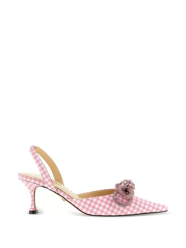 Mach & Mach Vichy-print Bow-detail Slingbacks