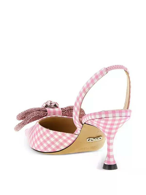 Mach & Mach Vichy-print Bow-detail Slingbacks