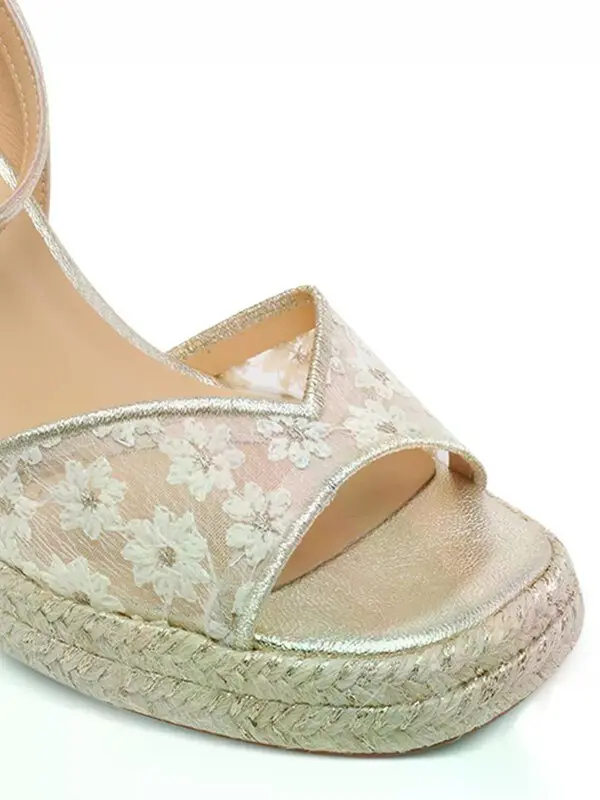 CastaÑer Vals Flower-print Platform Sandals - White