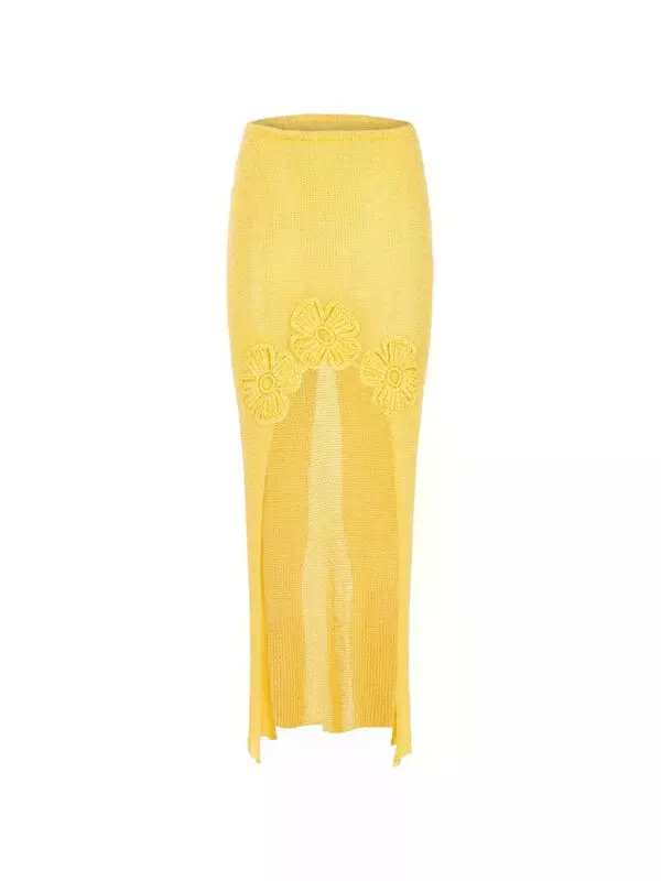 PARAMIDONNA Leo Crochet Knit Pareo Skirt - Yellow