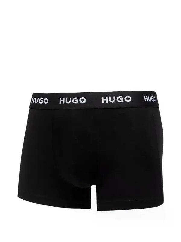 Hugo Logo-waistband Patterned Trunks - Black