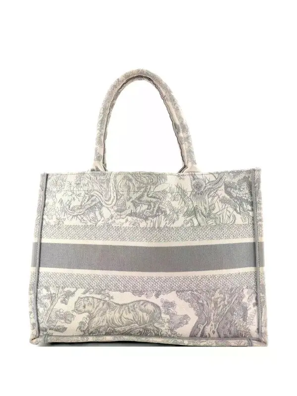 Dior Book Embroidered Canvas Medium Tote - Grey