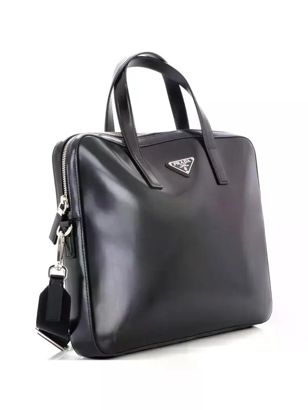 Prada Convertible Zip Around Briefcase Brushed Leather Medium
