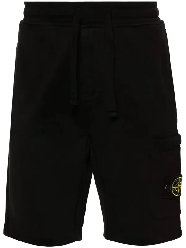 Stone Island Logo Patch Track Shorts - Black