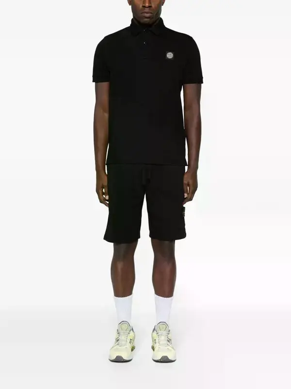 Stone Island Logo Patch Track Shorts - Black