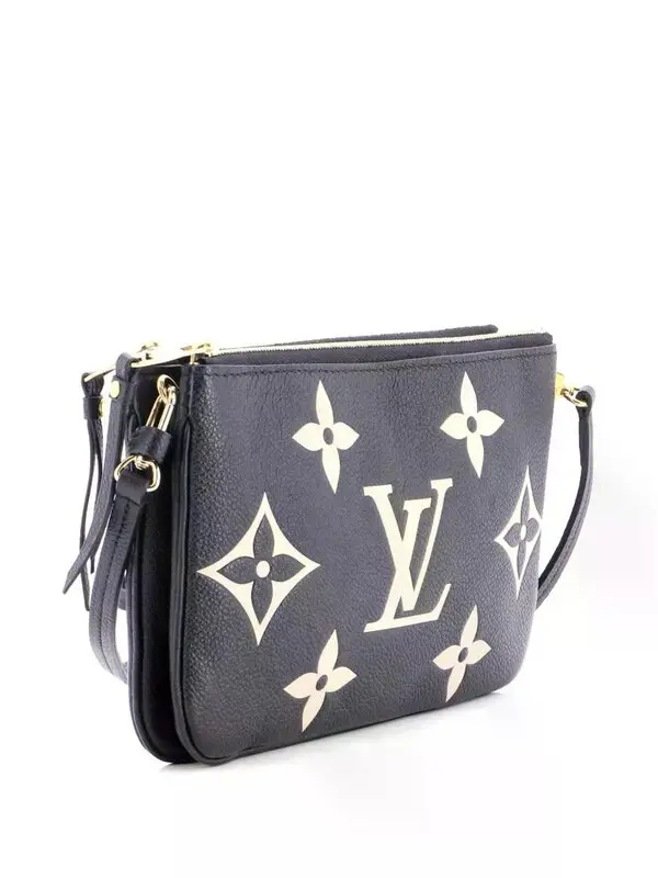 LOUIS VUITTON Double Zip Pochette Bicolor Monogram Empreinte Giant - Black