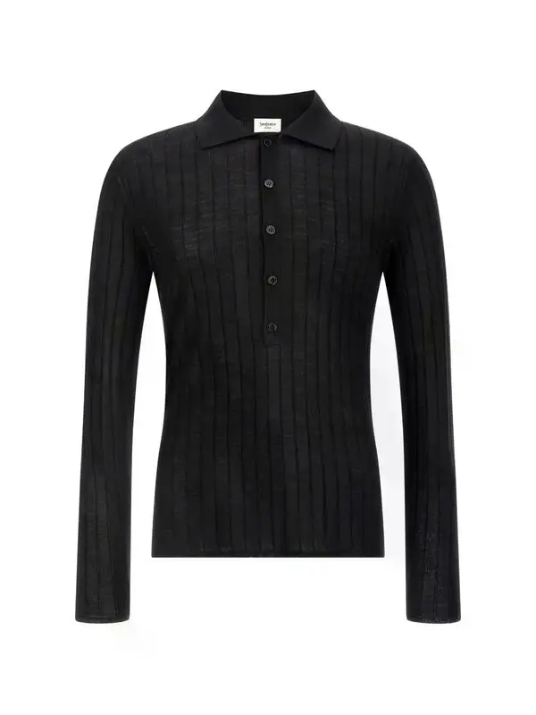 Saint Laurent Pointelle Wool Polo Shirt