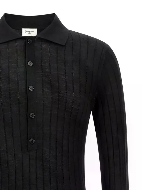 Saint Laurent Pointelle Wool Polo Shirt