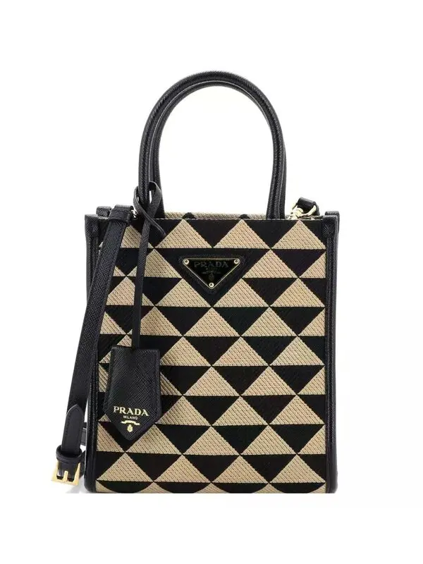 Prada Symbole Shopper Tote Jacquard Mini Crossbody Bag