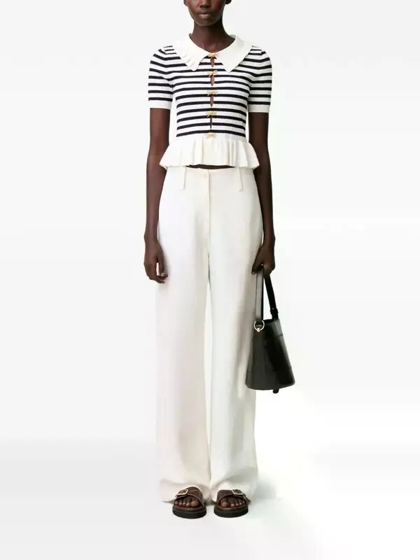 Claudie Pierlot Striped Ruffled Sweater