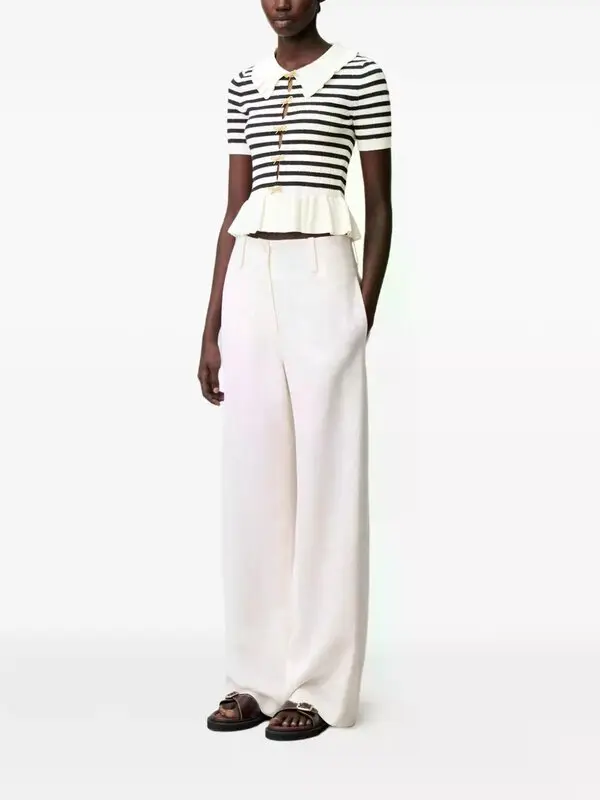Claudie Pierlot Striped Ruffled Sweater