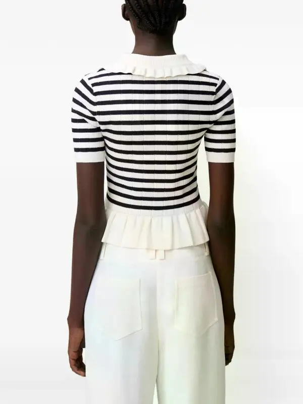 Claudie Pierlot Striped Ruffled Sweater