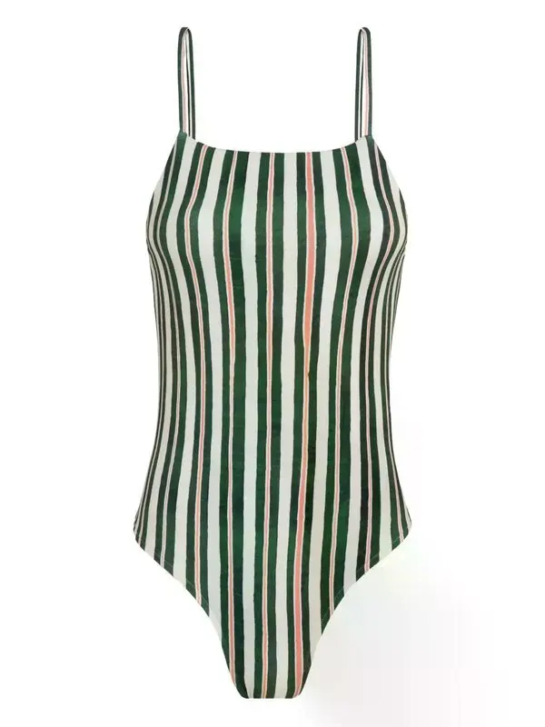 LENNY NIEMEYER Striped Open-back Swimsuit - Green