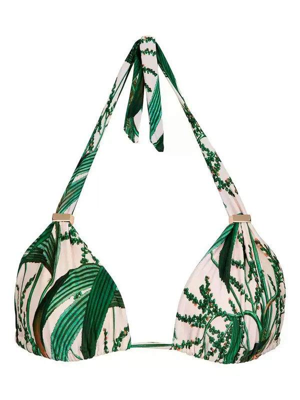 LENNY NIEMEYER Leaf-print Triangle Bikini Top - Green