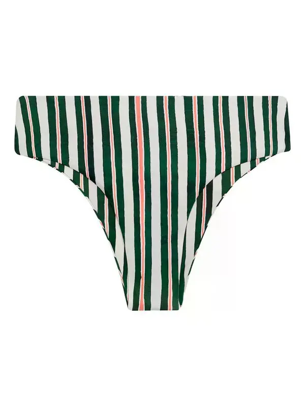 LENNY NIEMEYER Stripe-print High-waisted Bikini Bottom - Green