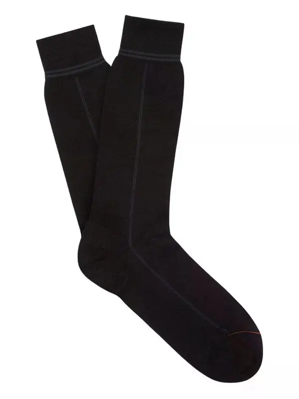 Zegna Ribbed-trim Crew Socks - Black
