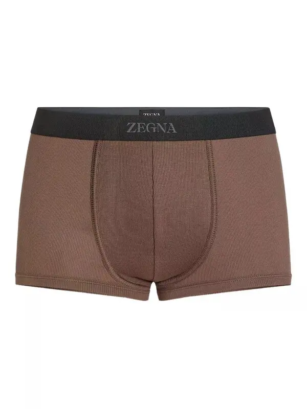Zegna Ribbed Cotton Boxers - Brown
