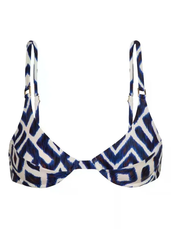 LENNY NIEMEYER Geometric-print Bikini Top - Blue