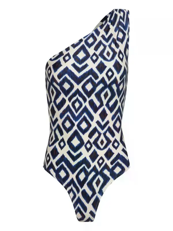 LENNY NIEMEYER One-shoulder Geometric-print Swimsuit - Blue