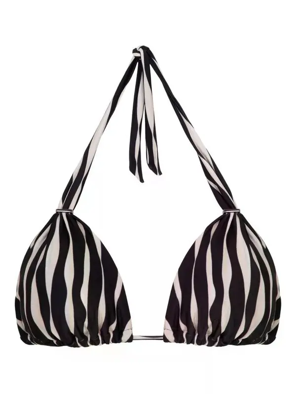 LENNY NIEMEYER Zebra-print Halter Bikini Top - Black