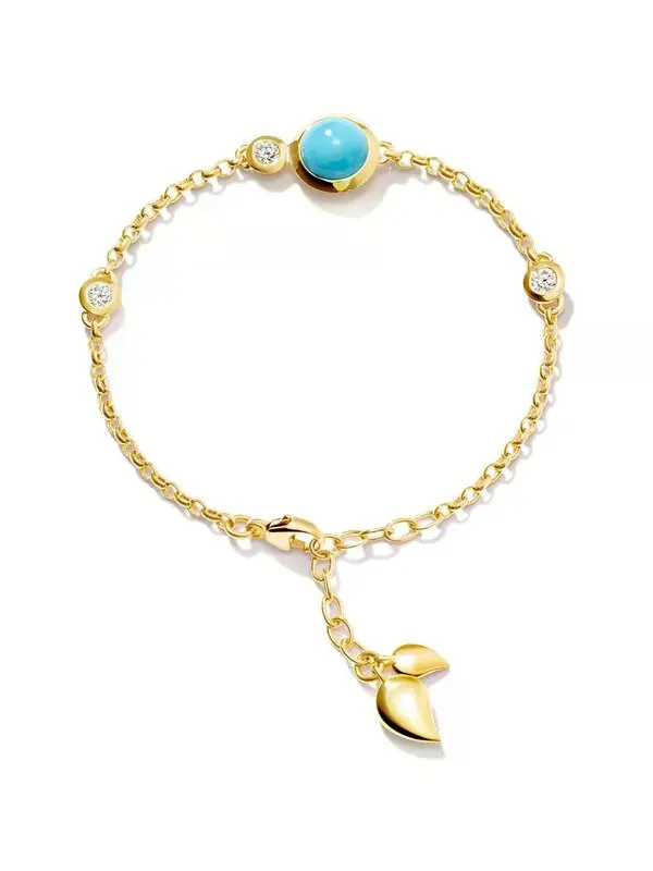Tamara Comolli Bouton Turquoise And Diamond Chain Bracelet - Gold