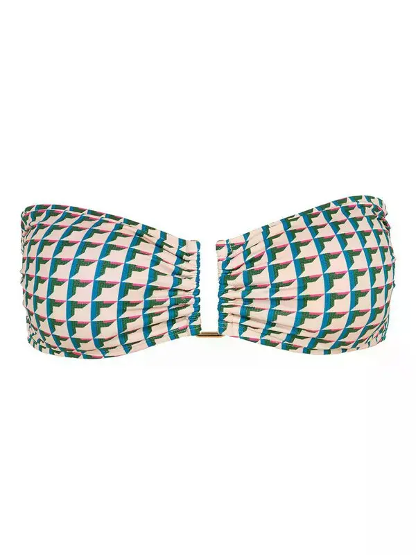 LENNY NIEMEYER Geometric-print Bandeau Bikini Top - Neutrals