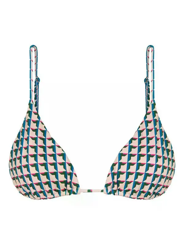 LENNY NIEMEYER Geometric-print Triangle Bikini Top - Neutrals