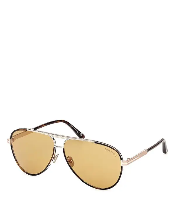 TOM FORD Pilot Metal Sunglasses 63mm - Dark Havana/brown