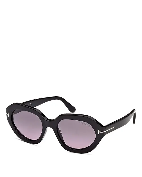 TOM FORD Geometric Sunglasses, 53mm - Black/gradient Smoke