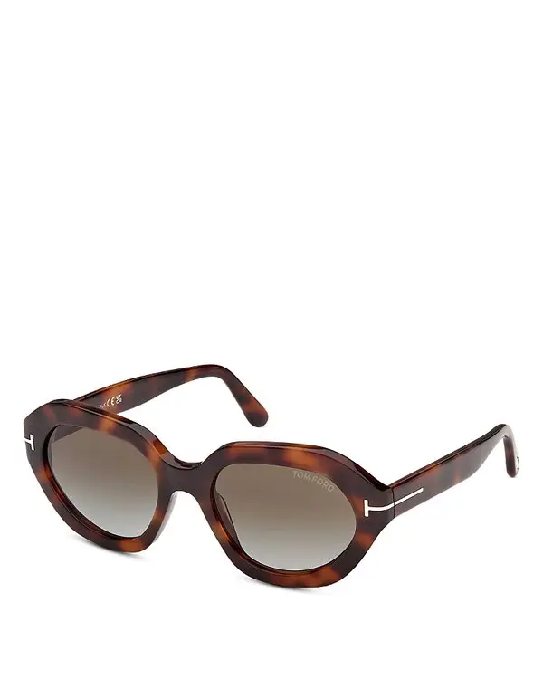 TOM FORD Geometric Sunglasses, 53mm - Blonde Havana/green