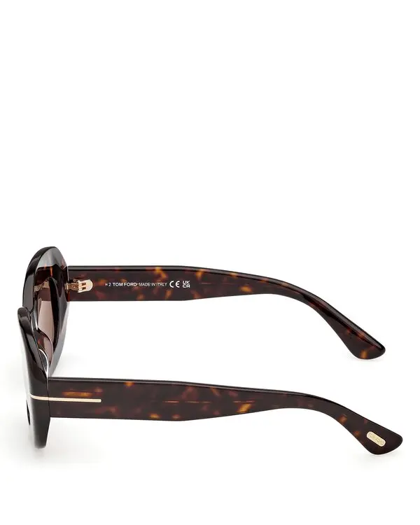 TOM FORD 50mm Rectangular Sunglasses - Dark Havana/brown