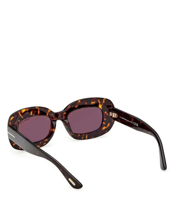 TOM FORD 50mm Rectangular Sunglasses - Dark Havana/brown