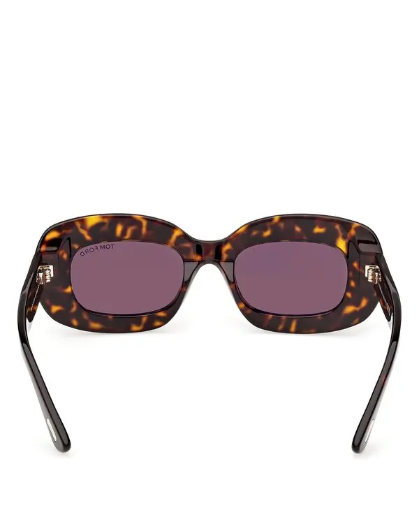 TOM FORD 50mm Rectangular Sunglasses - Dark Havana/brown