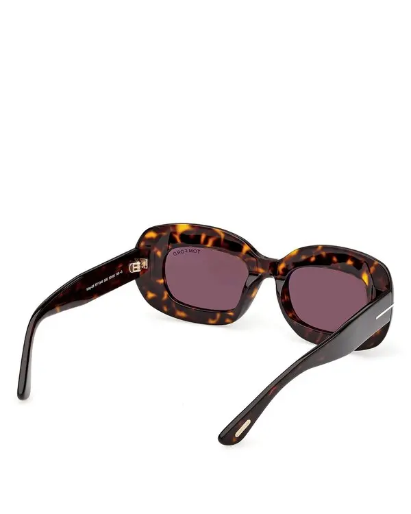 TOM FORD 50mm Rectangular Sunglasses - Dark Havana/brown