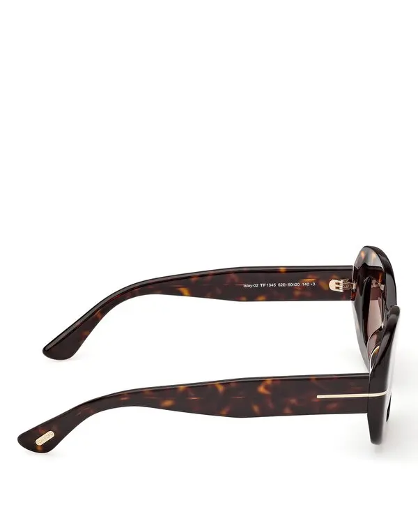 TOM FORD 50mm Rectangular Sunglasses - Dark Havana/brown