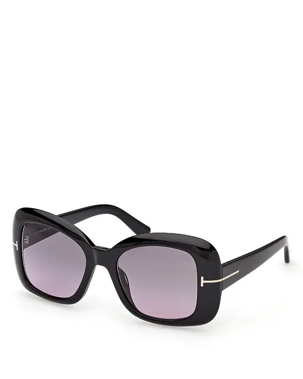 TOM FORD Square Sunglasses, 52mm - Black/gradient Smoke