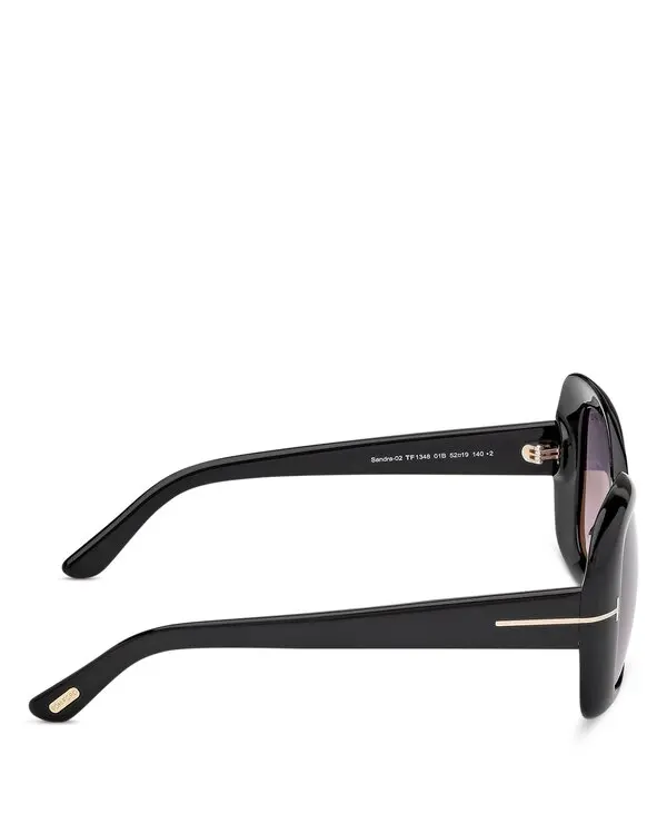 TOM FORD Square Sunglasses, 52mm - Black/gradient Smoke