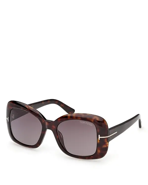 TOM FORD Square Sunglasses, 52mm - Dark Havana/roviex
