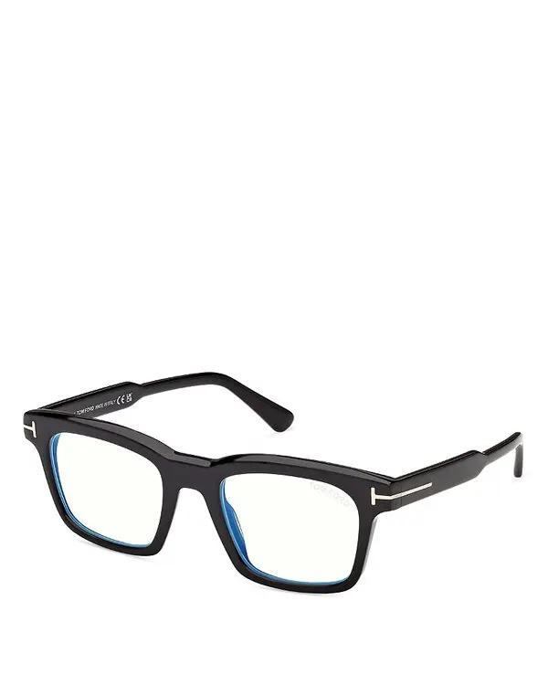 TOM FORD Square Blue Light Glasses, 51mm - Shiny Black
